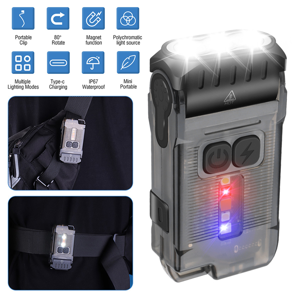 Aixig Keychain Flashlight Rechargeable EDC Flashlight 1200 Lumens Work ...