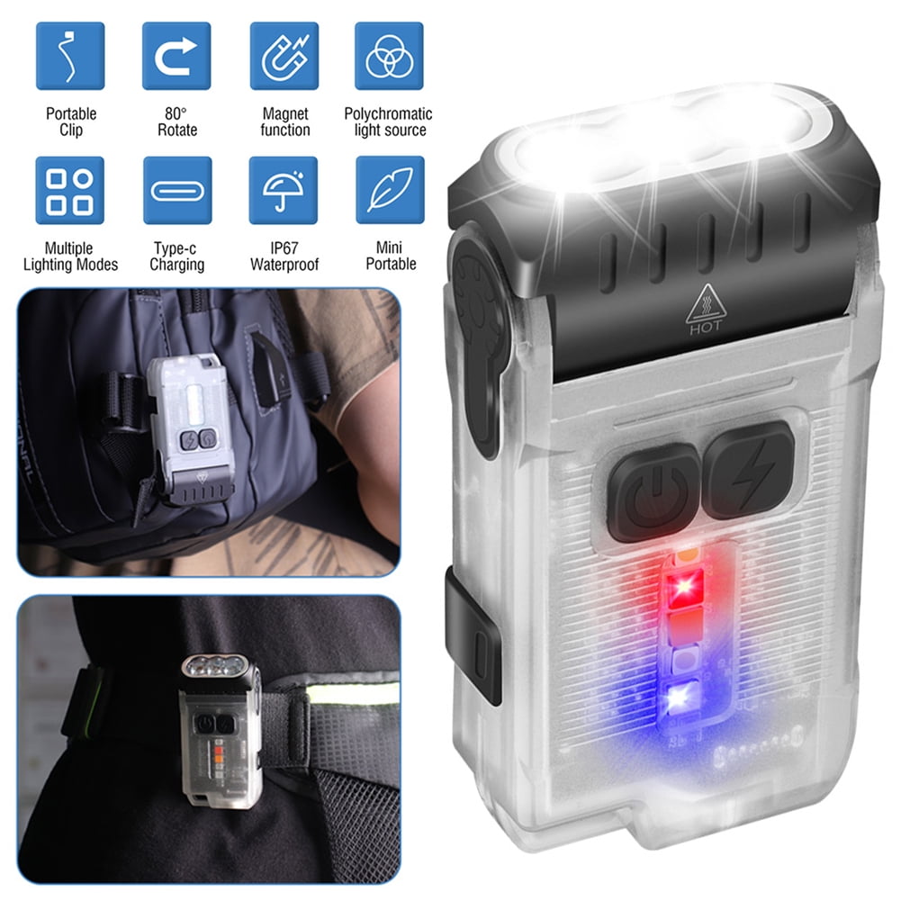 Aixig Keychain Flashlight Rechargeable EDC Flashlight 1200 Lumens Work ...