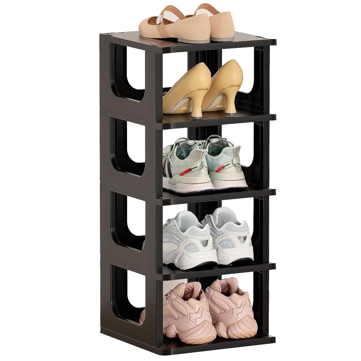 Aixin Shoe Rack 5 Level Shoe Rack Narrow Black Shoe Rack Shoe Storage Space Saving Stackable ...