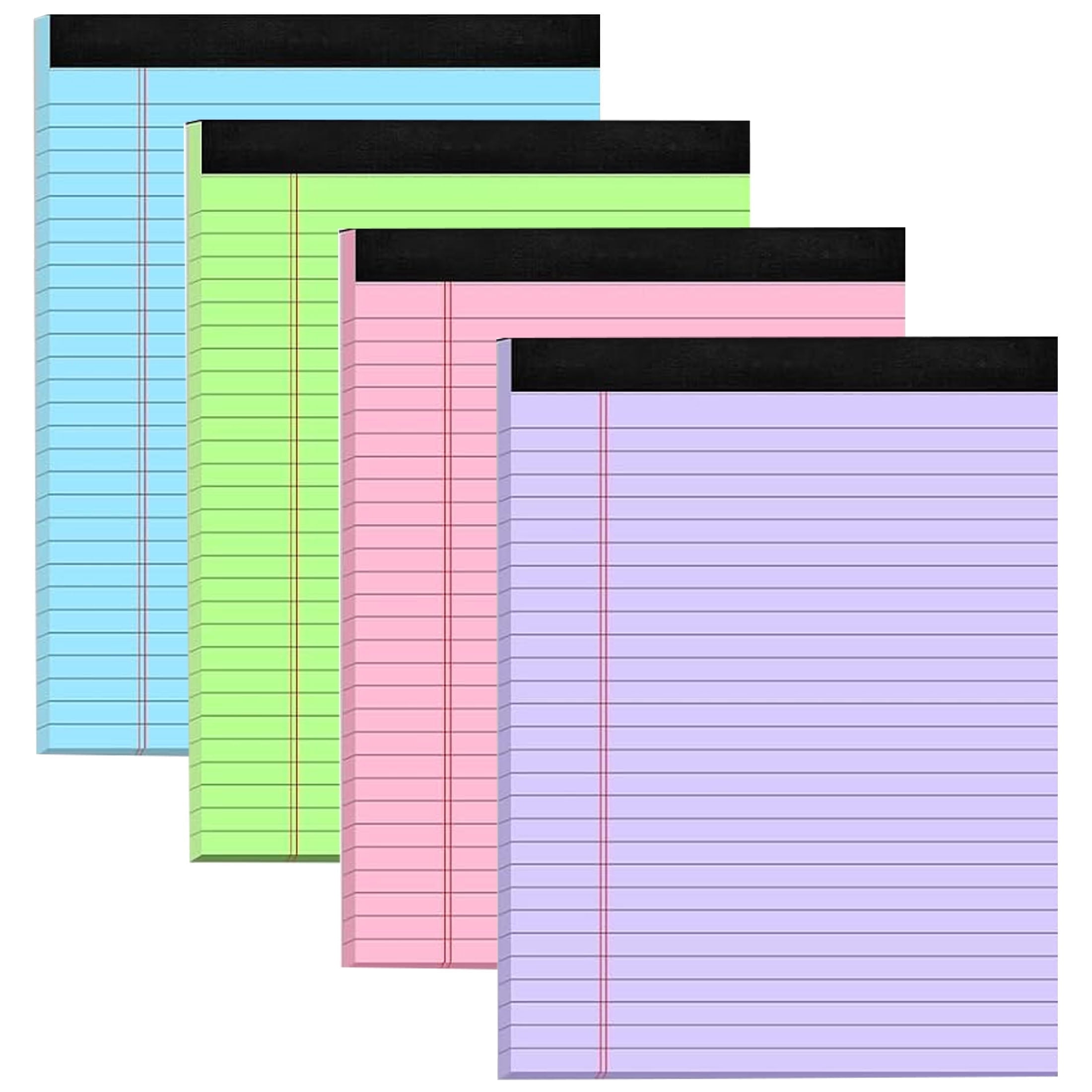 Aixiny Legal Pads 8.5x11 Wide Ruled Perforated Sheets 4-Pack Multicolor ...