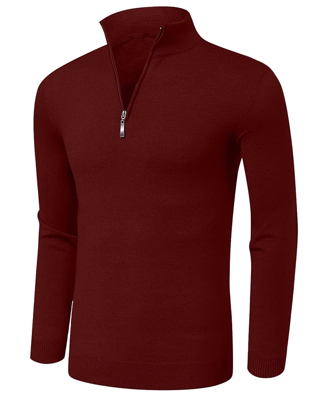 Aiyino Men's Quarter Zip Up Long Sleeve Sweaters Slim Fit Lightweight ...