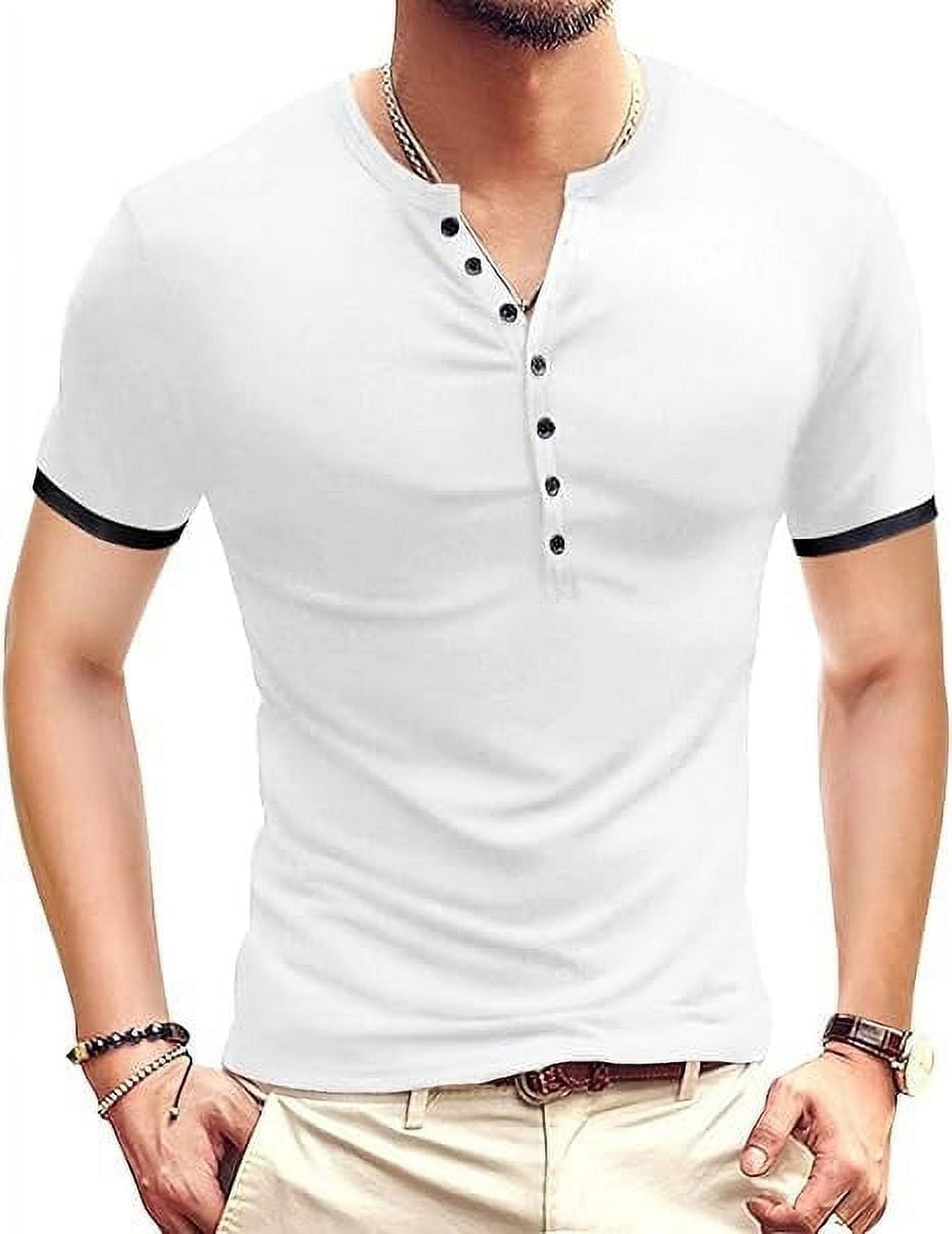 Aiyino Mens Classic Henley Style Seven Button Henley Closure, Men's Henley Short Sleeve Cotton ...