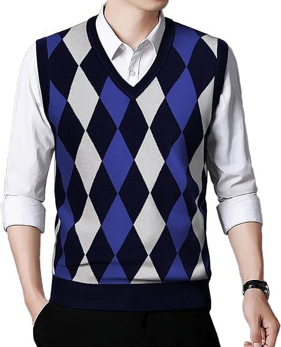 Aiyino Mens Sweater Vests Sleeveless V Neck Knit Pullover Vest Casual