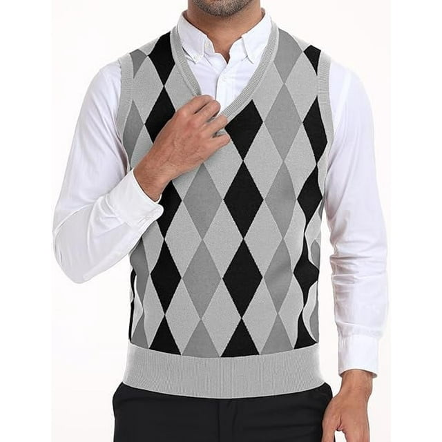 Aiyino Mens Sweater Vests Sleeveless V-Neck Knit Pullover Vest Casual ...