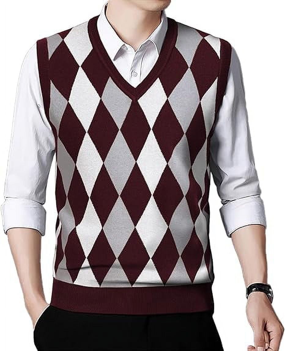 Aiyino Mens Sweater Vests Sleeveless V-Neck Knit Pullover Vest Casual ...