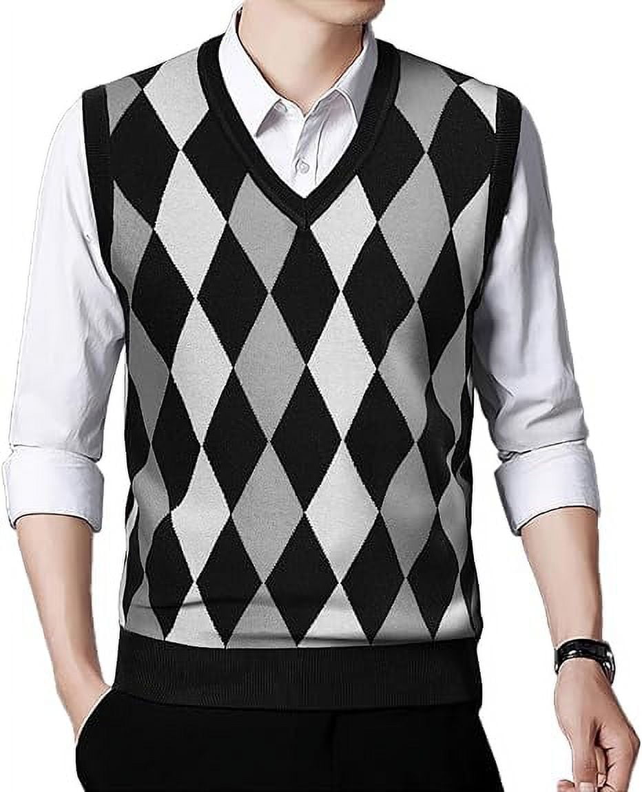 Aiyino Mens Sweater Vests Sleeveless V-Neck Knit Pullover Vest Casual ...