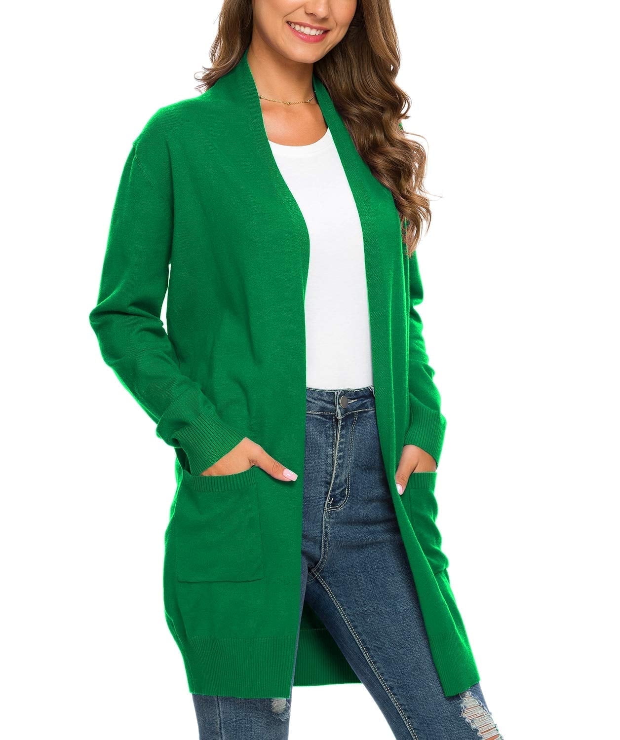 Aiyino Women's Essential Lightweight Knit Cardigan Sweater with Double ...