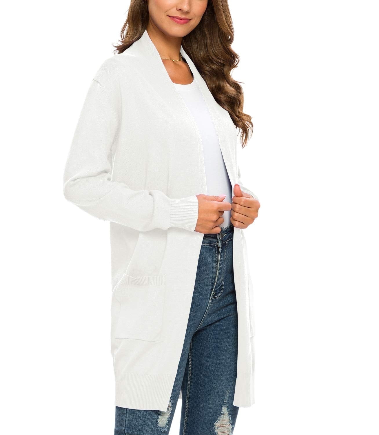 Aiyino Women's Essential Solid Long Sleeve Knit Cardigan with Side ...