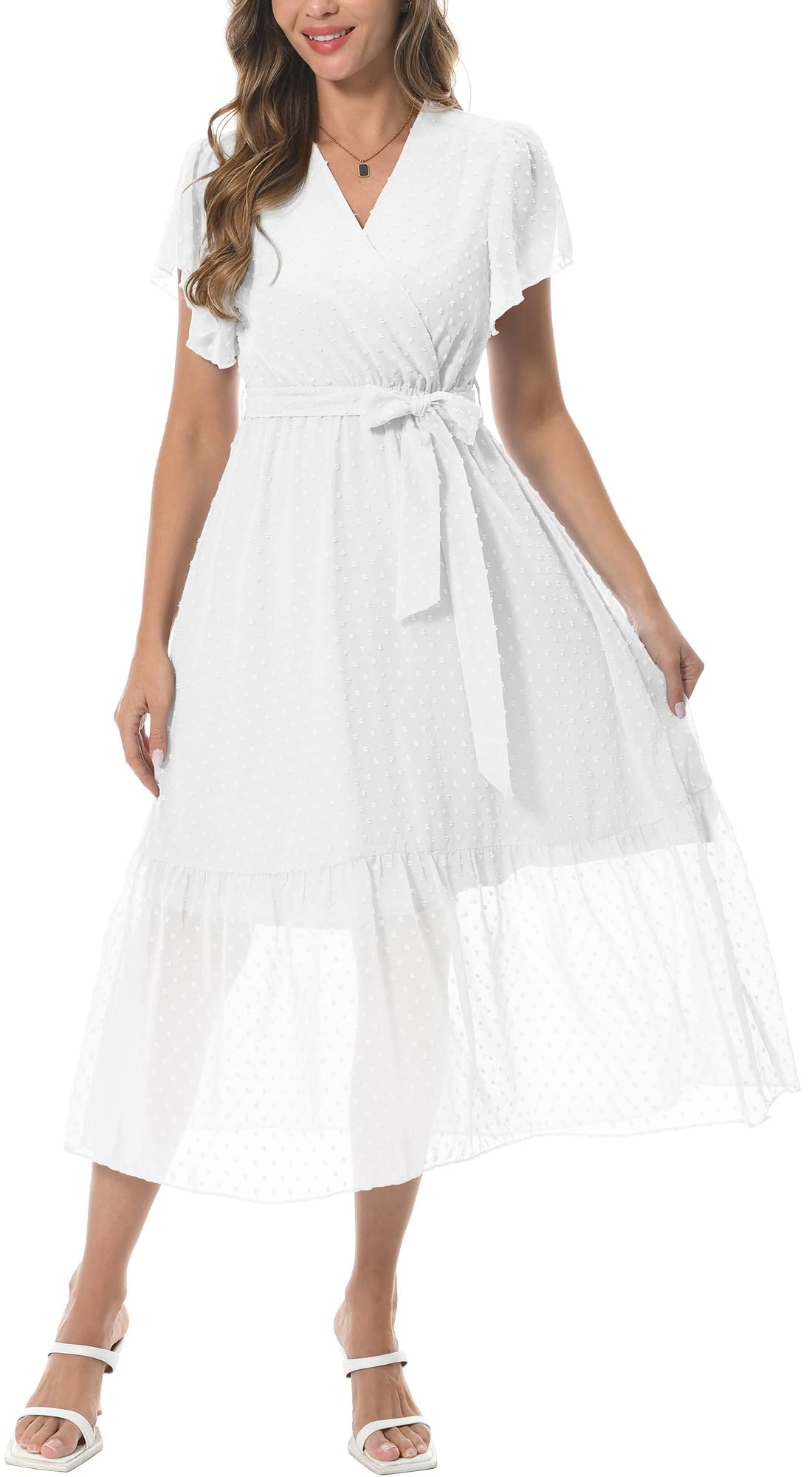 Scoop Women’s Wrap Dress with Ruffle Hem - Walmart.com