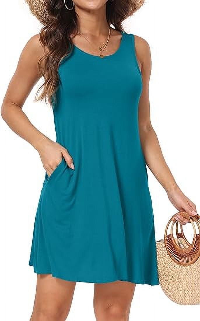 Aiyino Women Summer Casual Swing T-Shirt Dresses Beach Cover up Loose ...