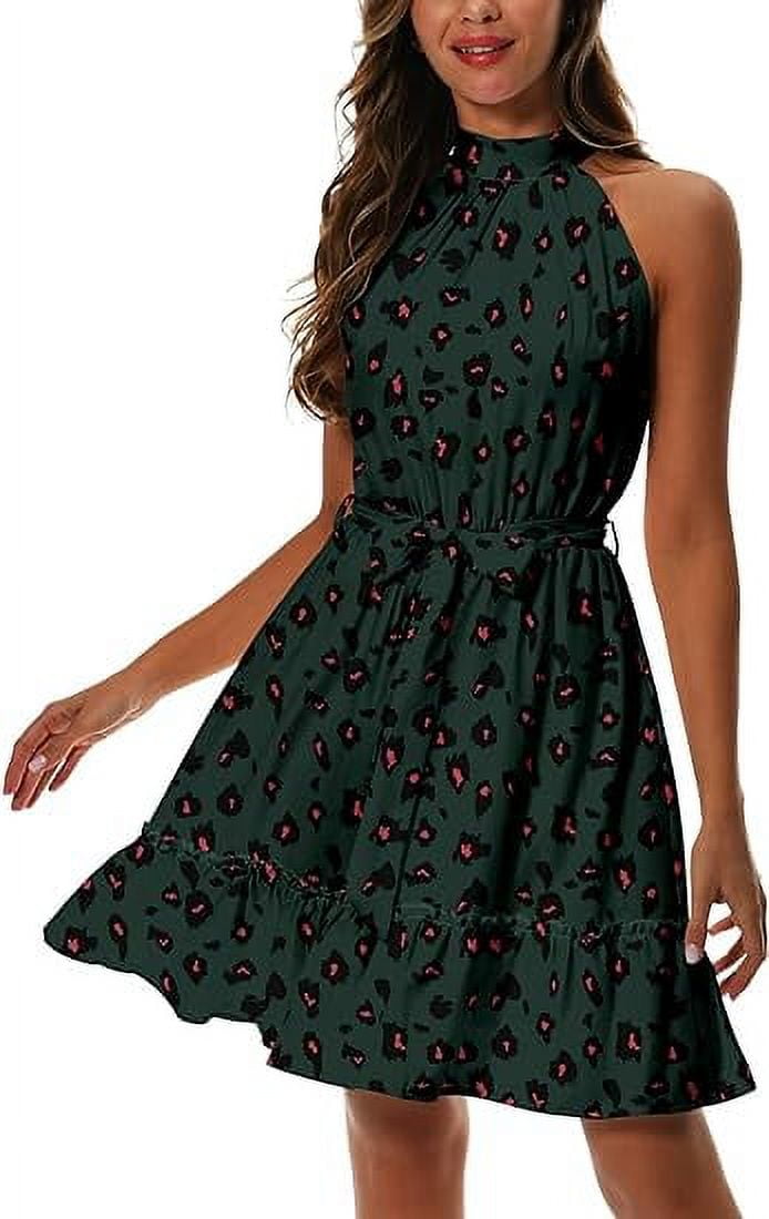 Aiyino Women Summer Halter Neck Dresses Sleeveless Casual Soft Short ...