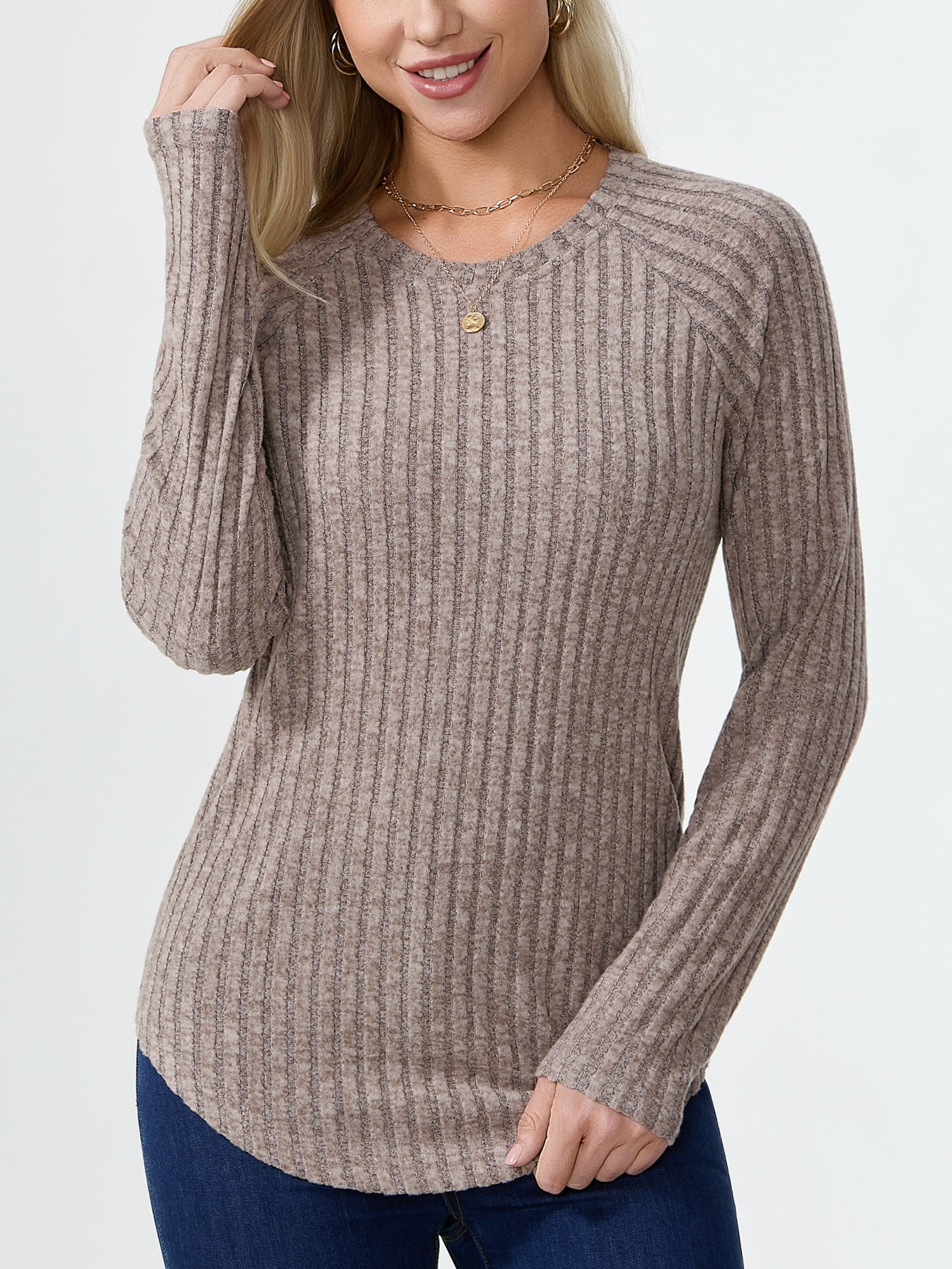 Aiyino Blouses for Women Long Sleeve Crew Neck Tunic Tops Fall Shirts ...