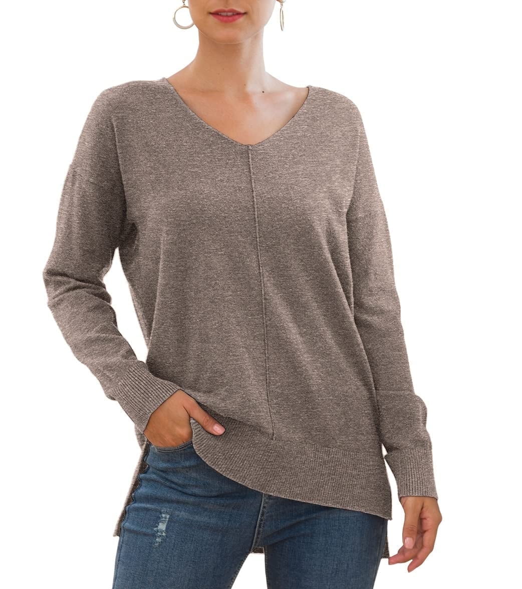 Aiyino Women's Casual Lightweight V Neck Batwing Sleeve Knit Top Loose ...