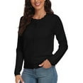 Aiyino Womens Long Sleeve Knit Cardigan Sweater Basic Crew Neck Button
