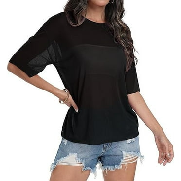 Women Fashion Sexy Sheer T Shirt Mesh Top Transparent Tops - Walmart.com