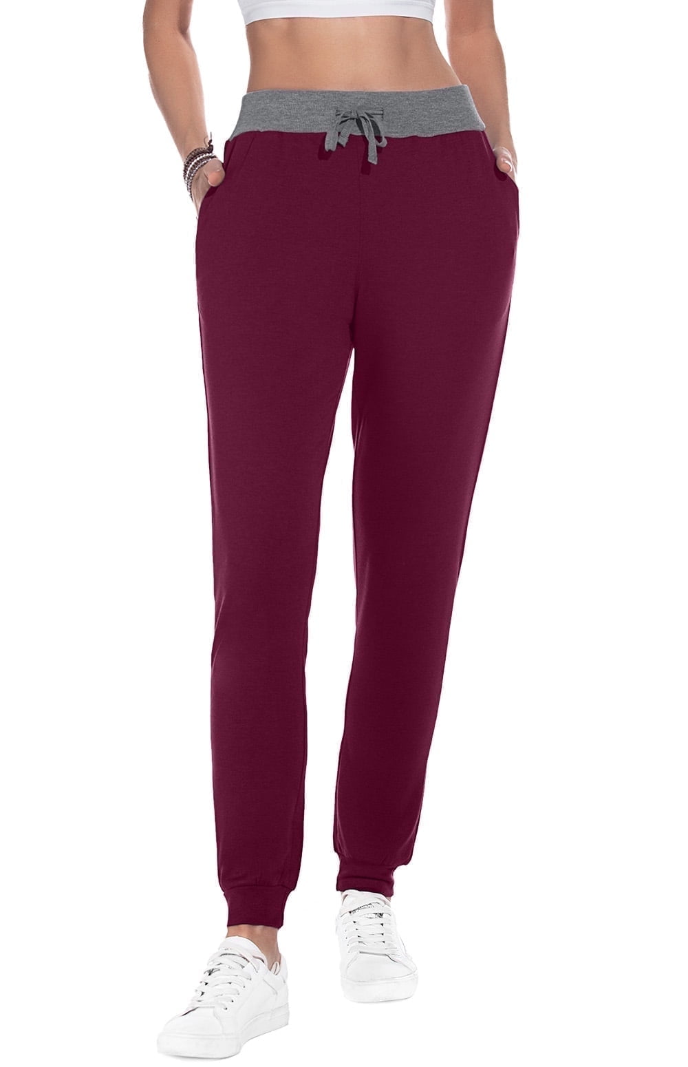 Aiyino Women's Stretch Sweatpants Cozy Joggers Pants Tapered Active ...
