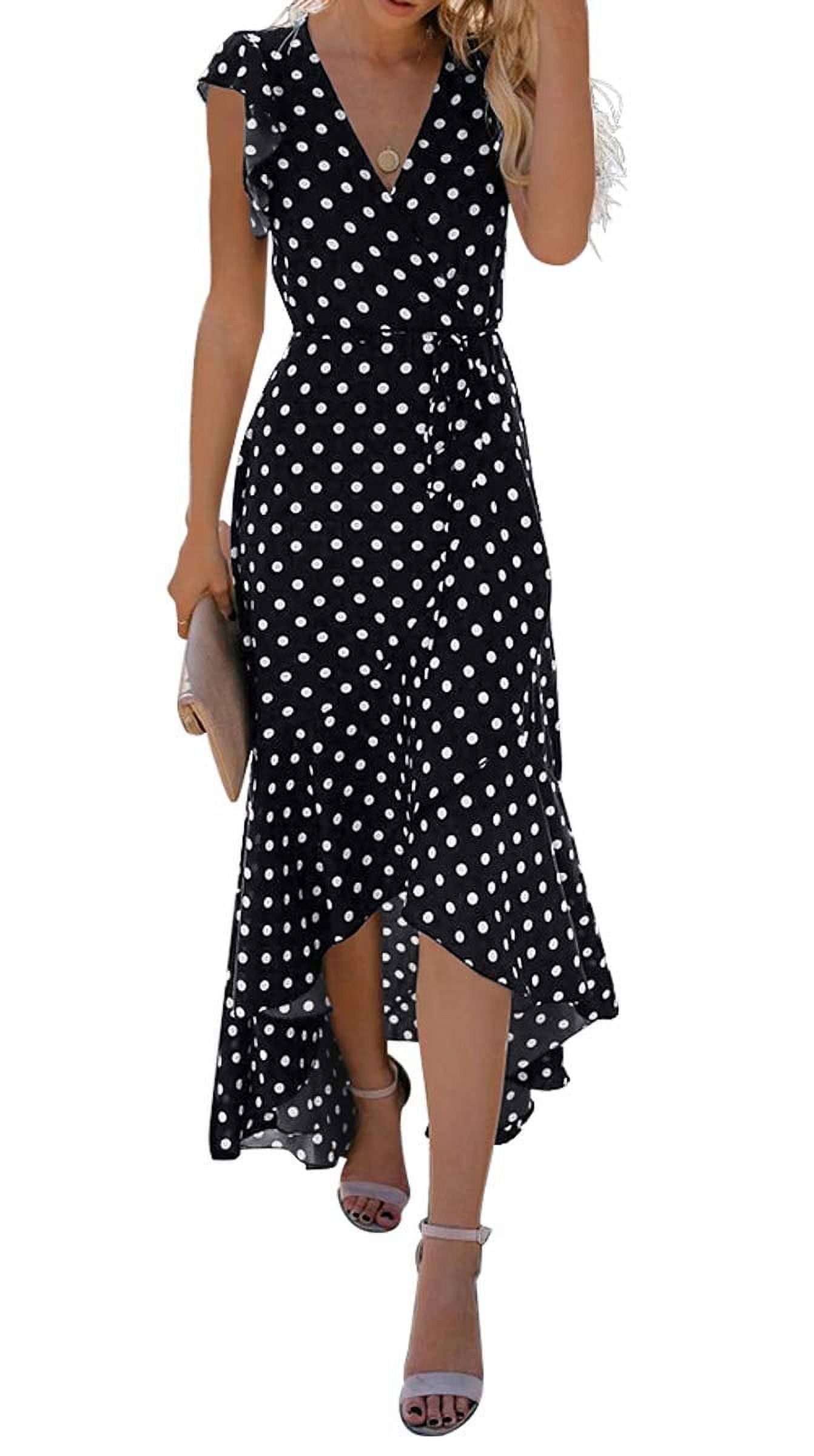 Aiyino Women's Summer Floral Print Cross V Neck Casual Comfort Dress ...