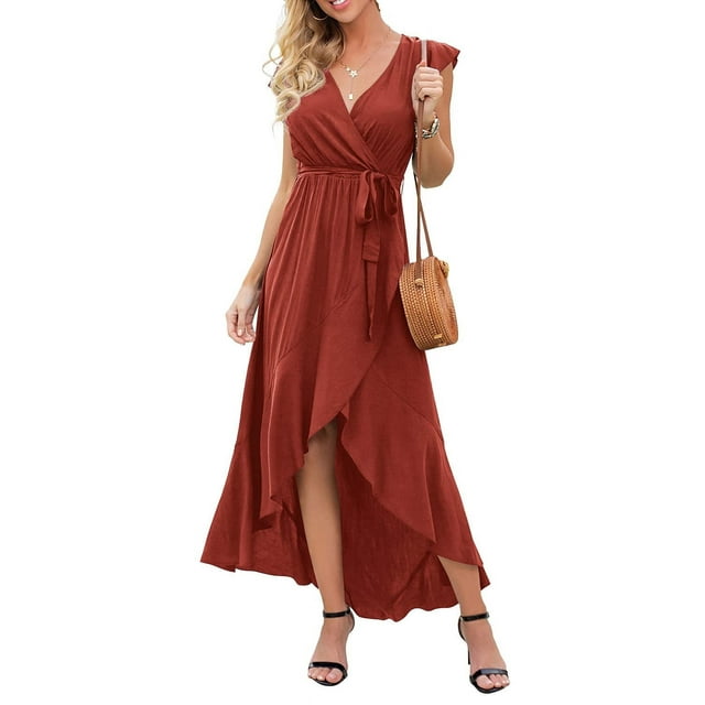 Aiyino Women's Summer Floral Print Cross V Neck Casual Comfort Dress ...