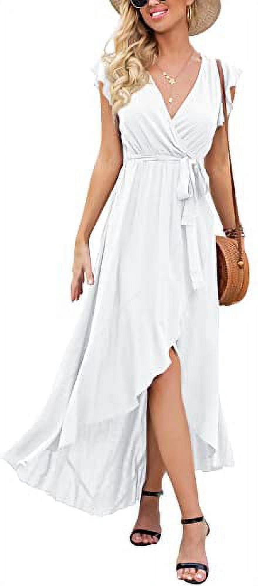 Aiyino Women's Summer Floral Print Cross V Neck Casual Comfort Dress ...