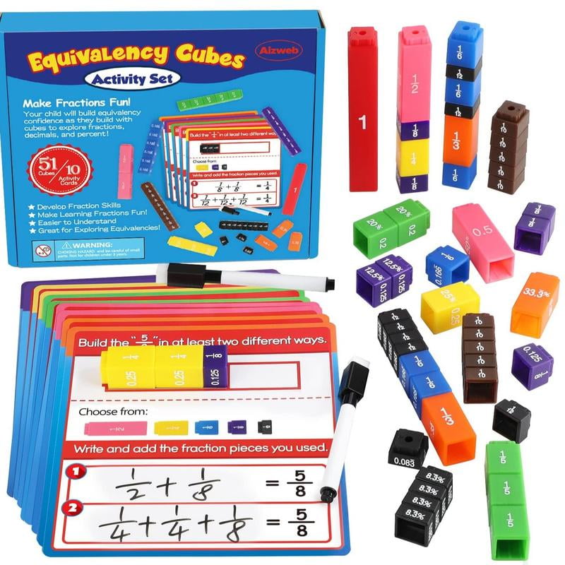 Aizweb Interlocking Fraction Cubes Activity Set - Math Manipulatives ...