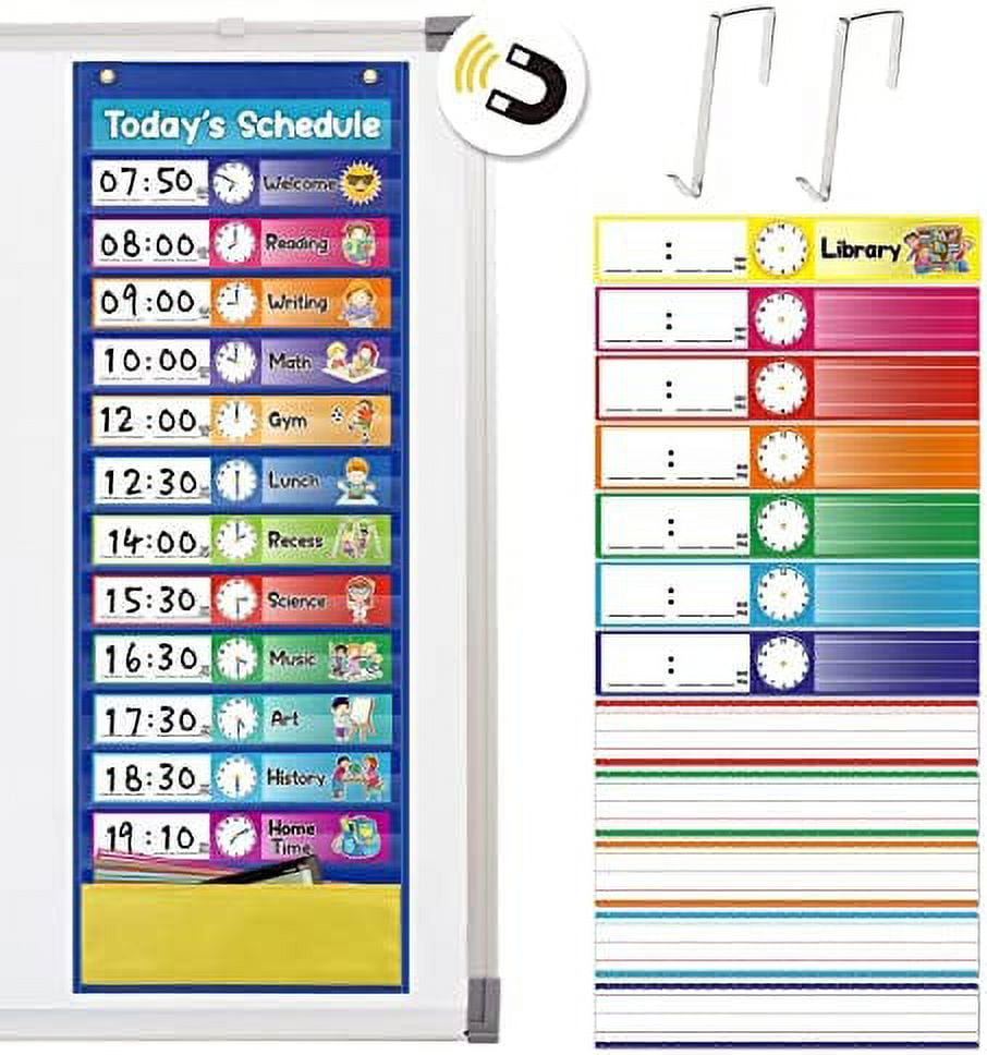Aizweb Magnetic Daily Schedule Pocket Chart, Classroom Schedule with 31 ...