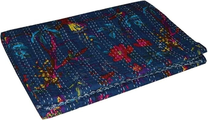 Aizza Trends Handmade Pure Cotton Kantha Quilt, Queen Size 90" x 108", Breathable - Walmart.com
