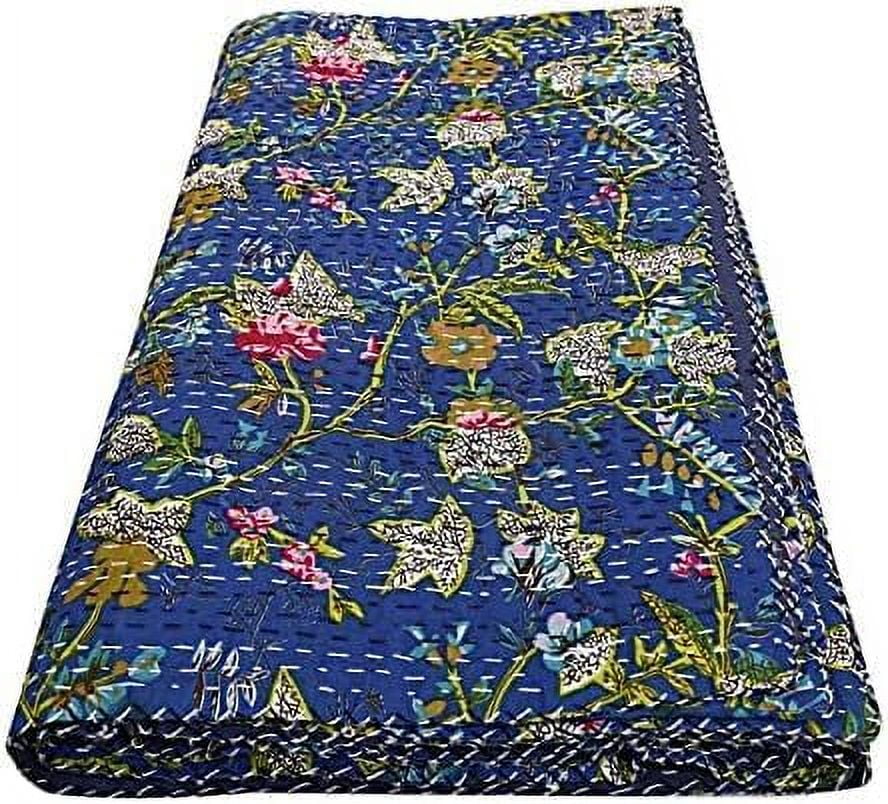 Aizza Trends Handmade Pure Cotton Kantha Quilt, Traditional Look Bed Spread, Bed Cover, Kantha ...