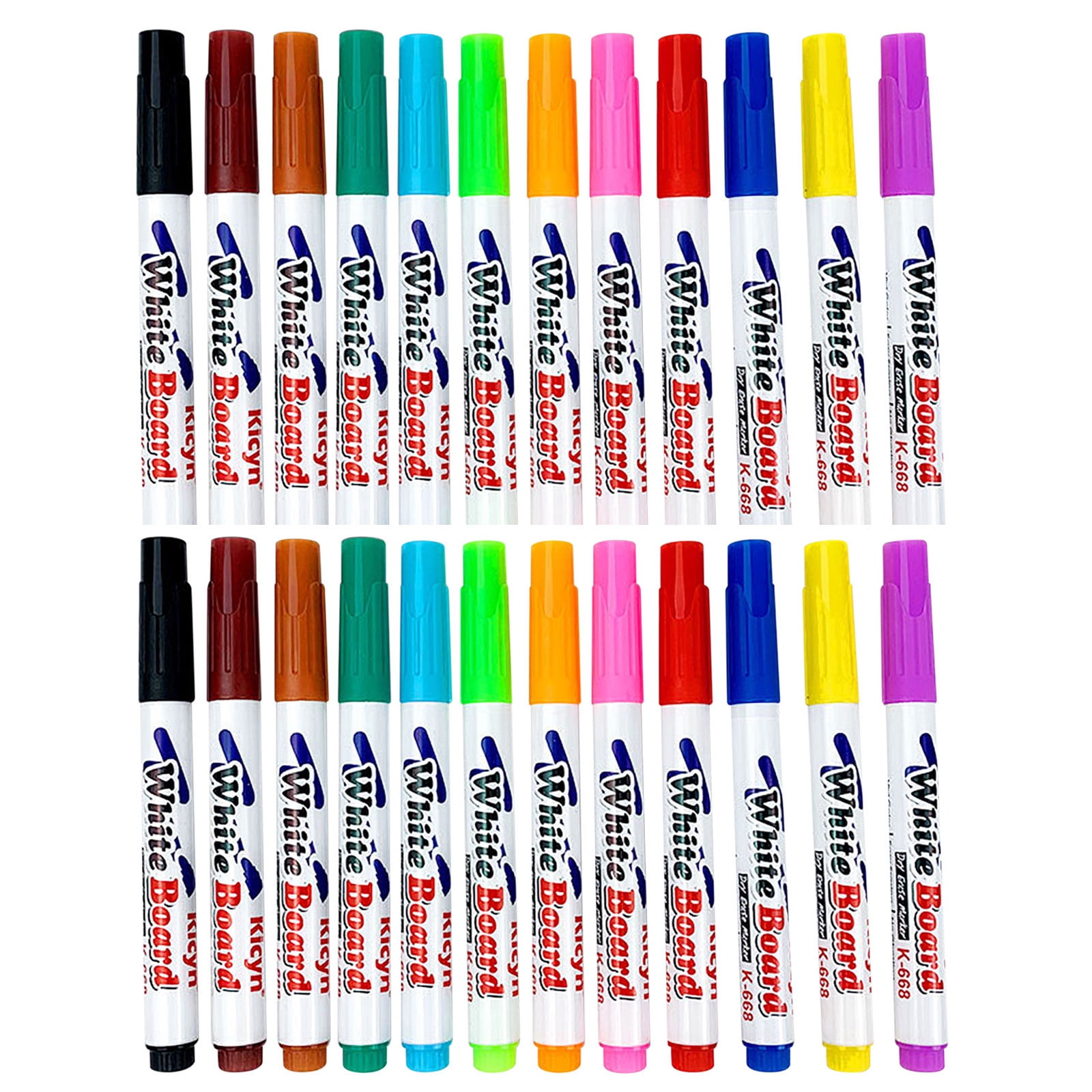 Ajauxi 24Pack Water-based Whiteboard Pen Erasable Black Red Green and ...