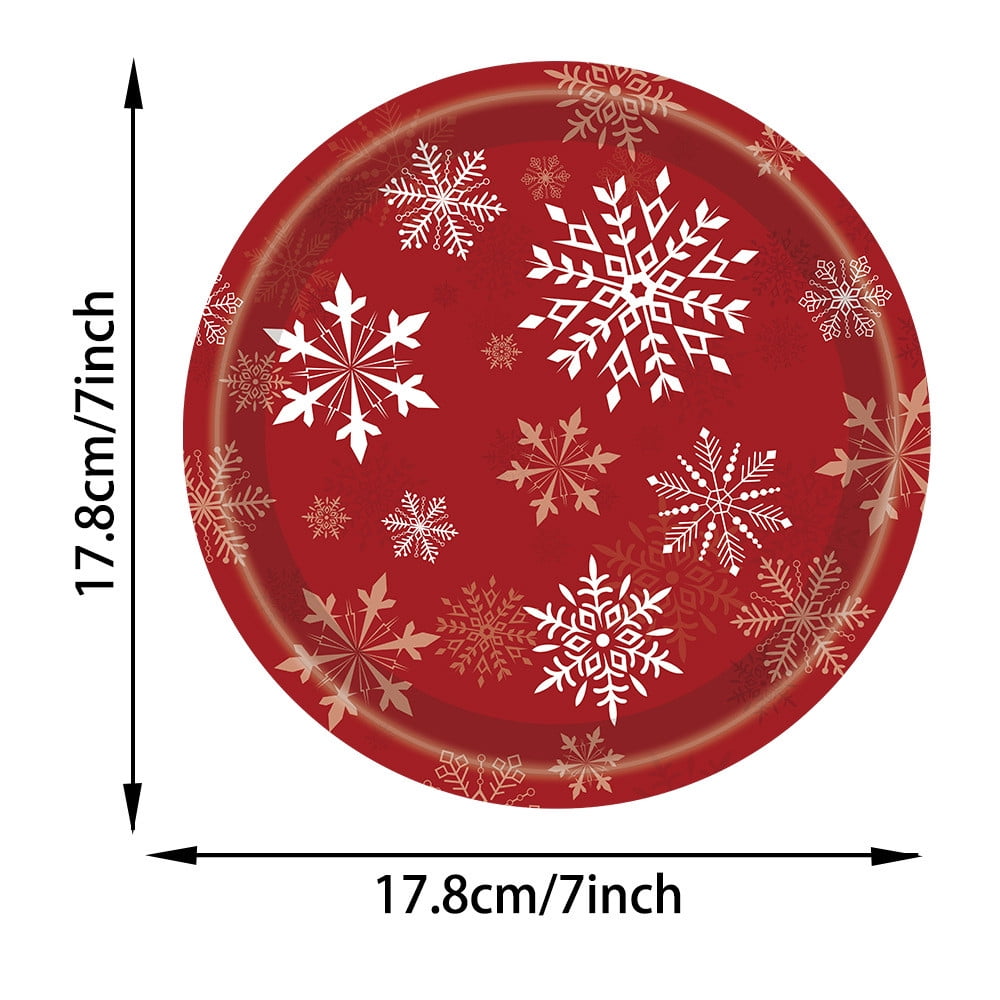 Ajauxi Christmas Snowflake Paper Plates and Napkins Set, Disposable Red ...