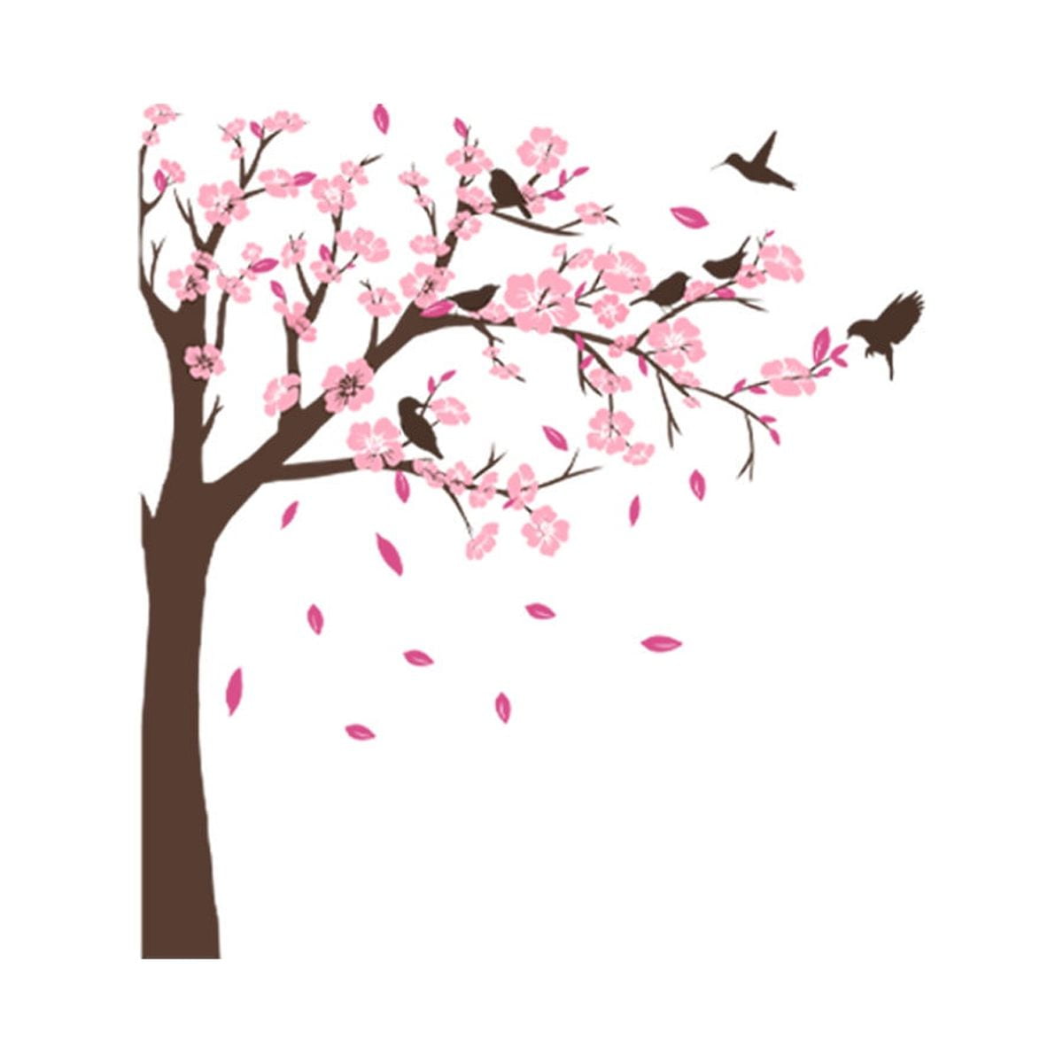 Ajauxi Large Pink Flower Tree Wall Stickers, Tree Wall Decals Nursery ...