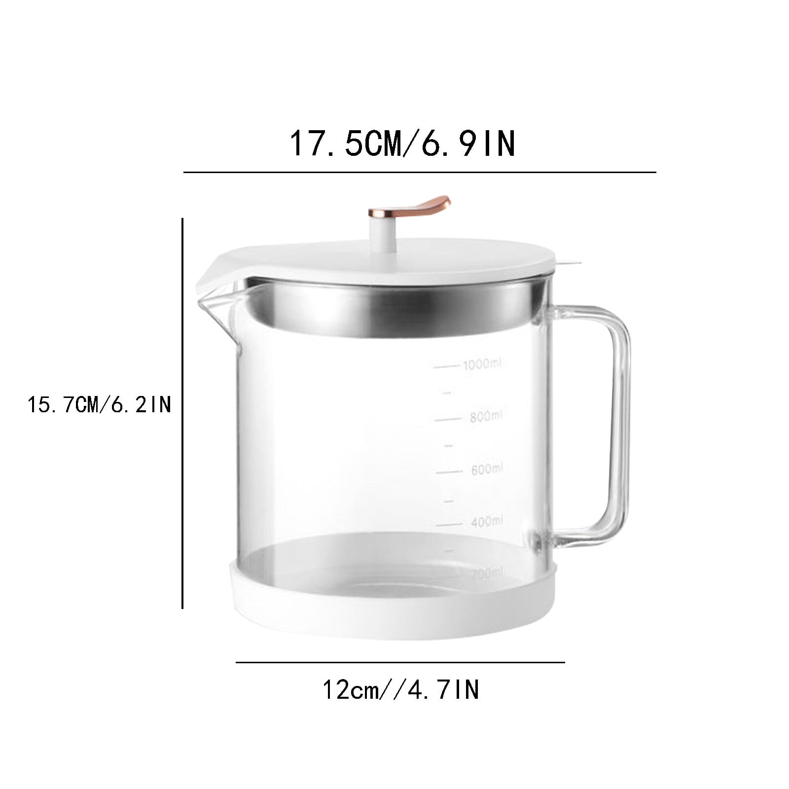 Ajauxi Transparent Glass Oil Filter Pot with Scale, Kitchen Oil ...