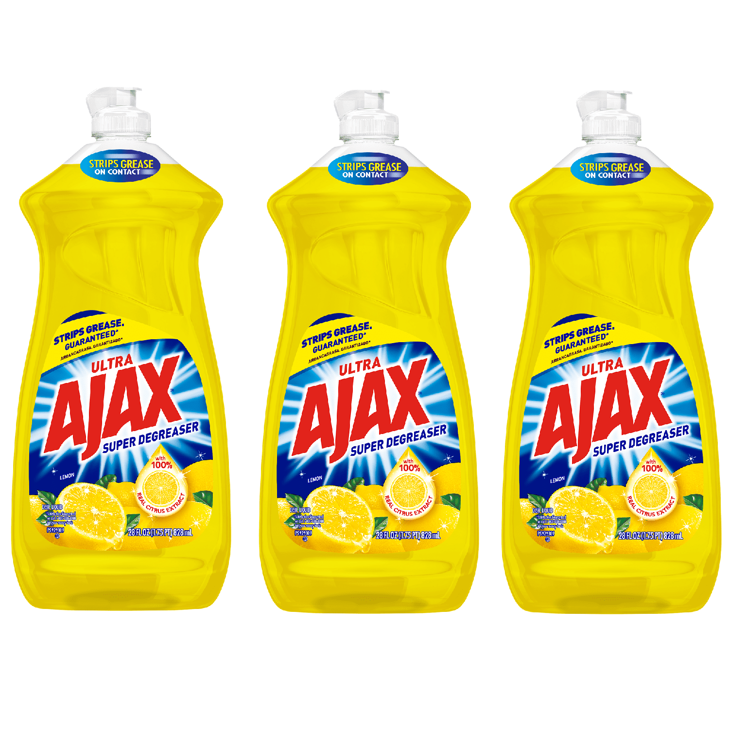 AJAX Dishwashing Liquid, Super Degreaser, Lemon Scent, 28 Oz, Pack of 3 ...