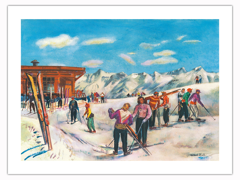 Ajax Hill Aspen Colorado - Skiers - United Air Lines - Vintage Airline ...