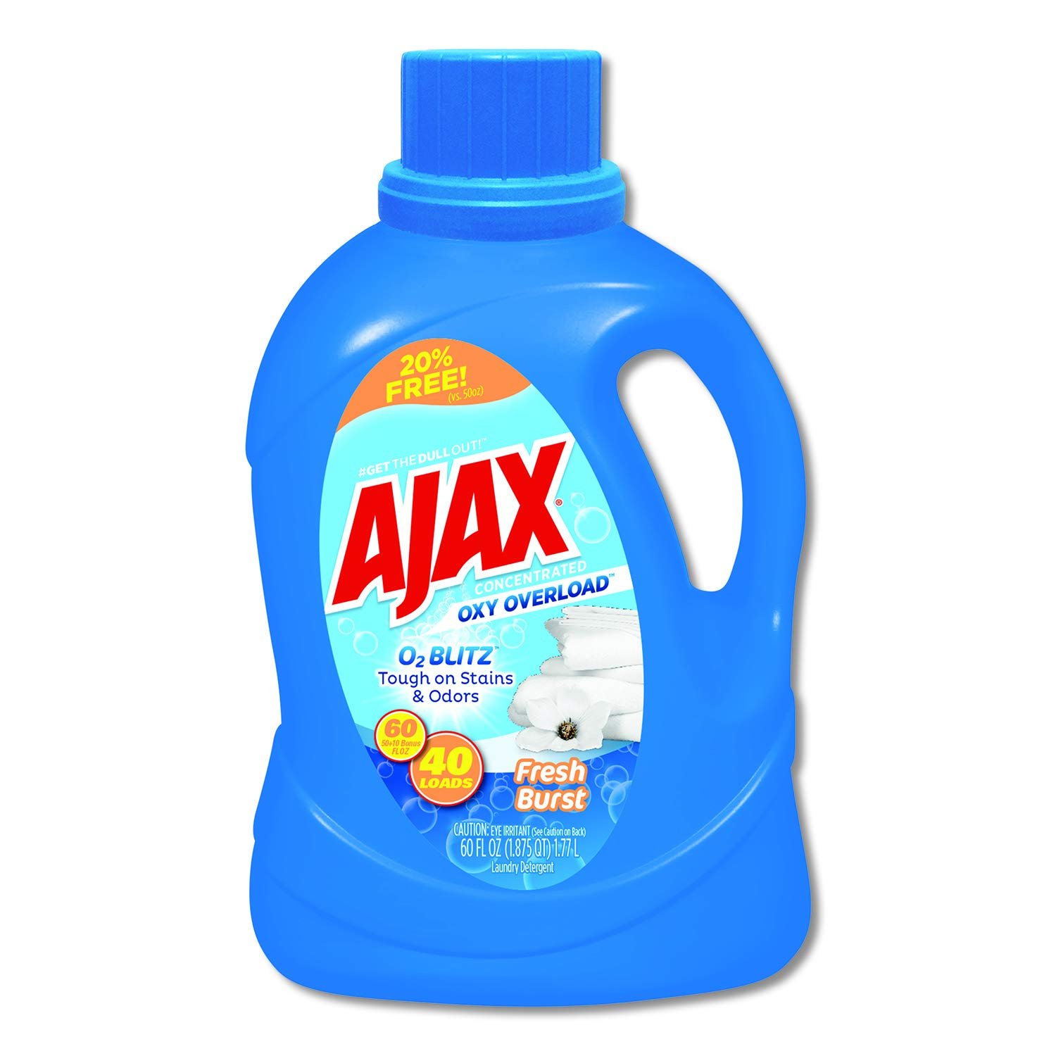 Ajax Oxy Overload Laundry Detergent, Fresh Burst Scent, 60 oz Bottle, 6 ...