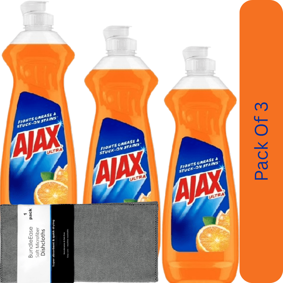 Ajax Triple Action Dishwashing Liquid, Ultra Formula, Orange Scent, 12. ...