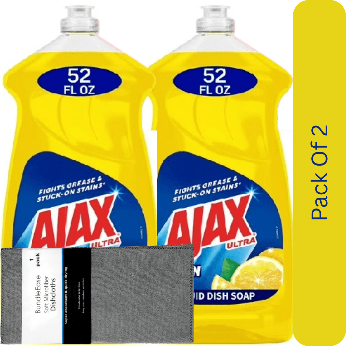 Ajax Ultra Lemon Scent Liquid Dish Soap, Super Degreaser, 52 fl oz ...