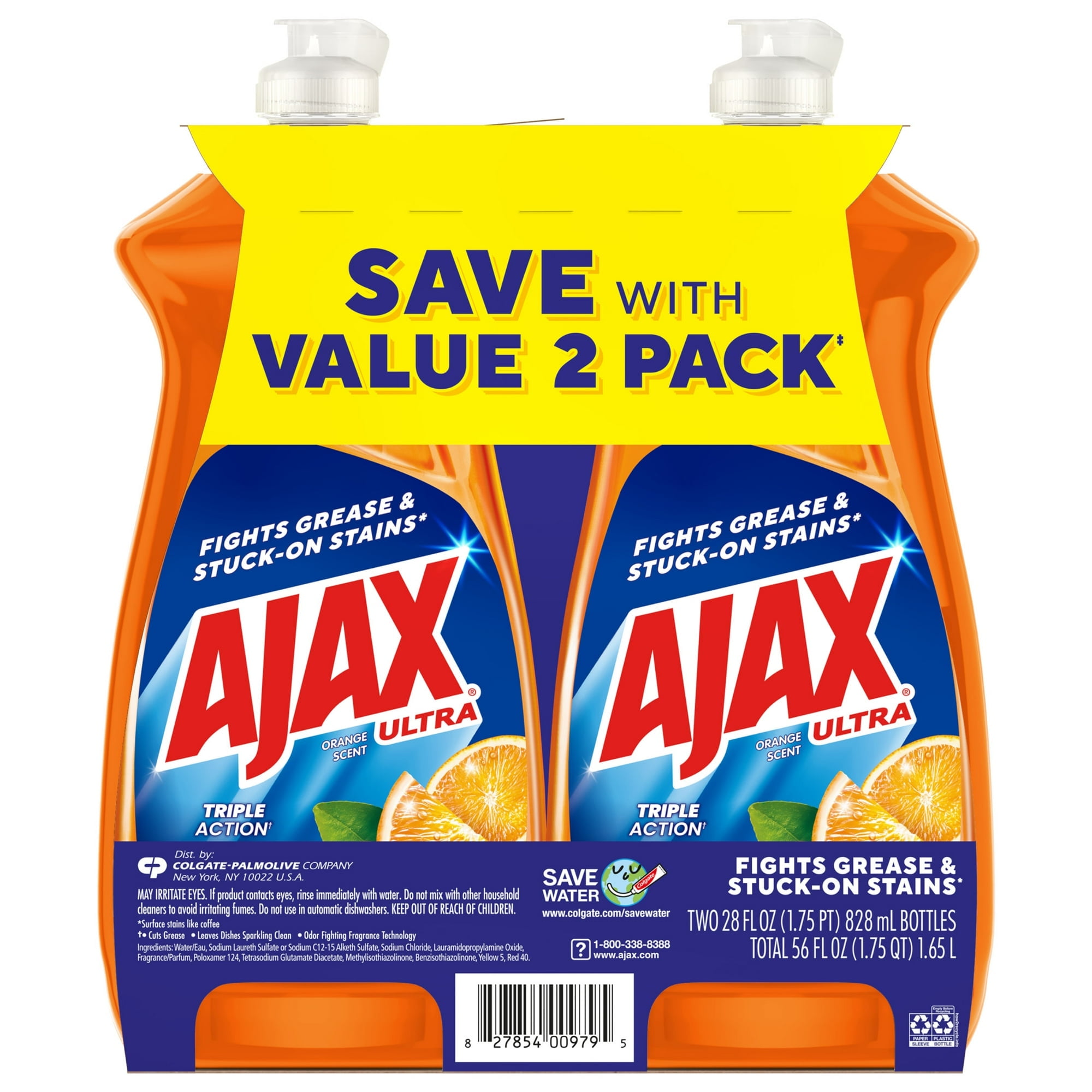 2 pack bottles Ajax Ultra Orange( 28 fl oz x 2 )Liquid Dish Soap ...