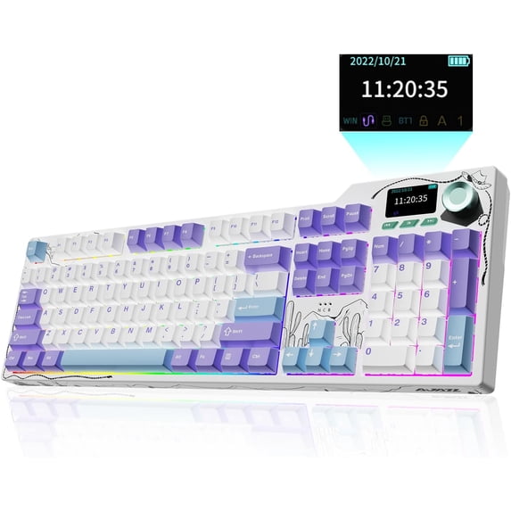 Ajazz AK35I V4 Customizable Gaming Mechanical Keyboard, Wired/ 2.4G/BT ...