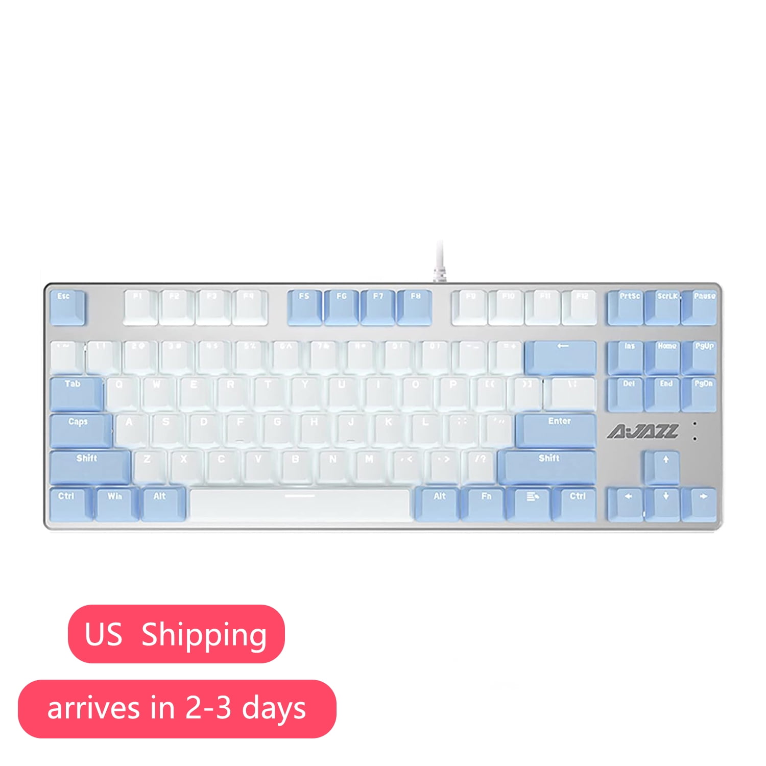 Ajazz AK40 Wired Mechanical Keyboard, 87-Keys Compact Mechanical Gaming Keyboard with Anti ...