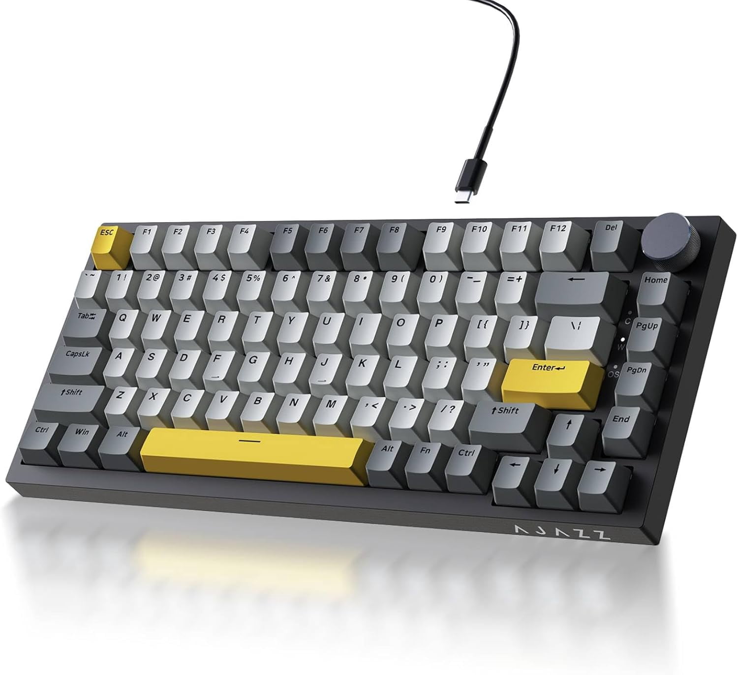 Ajazz AK820 75% Wired Gasket Mechanical Gaming Keyboard with Volume ...