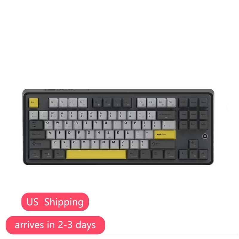 Ajazz AK870 Gasket-Mounted Wireless Gaming Keyboard, 87 Keys Compact TKL BT5.0/2.4GHz/USB-C ...