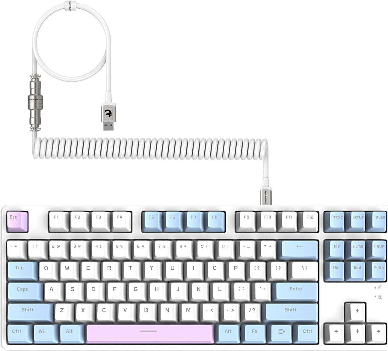Ajazz AK873 Wired Mechanical Keyboard, 22 RGB Backlit, PBT Keycaps, 87% ...