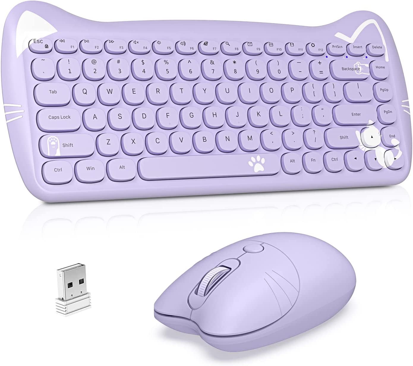 Ajazz Ajazz Wireless Keyboard and Mouse,2.4GHz Wireless Retro Cute Cat ...