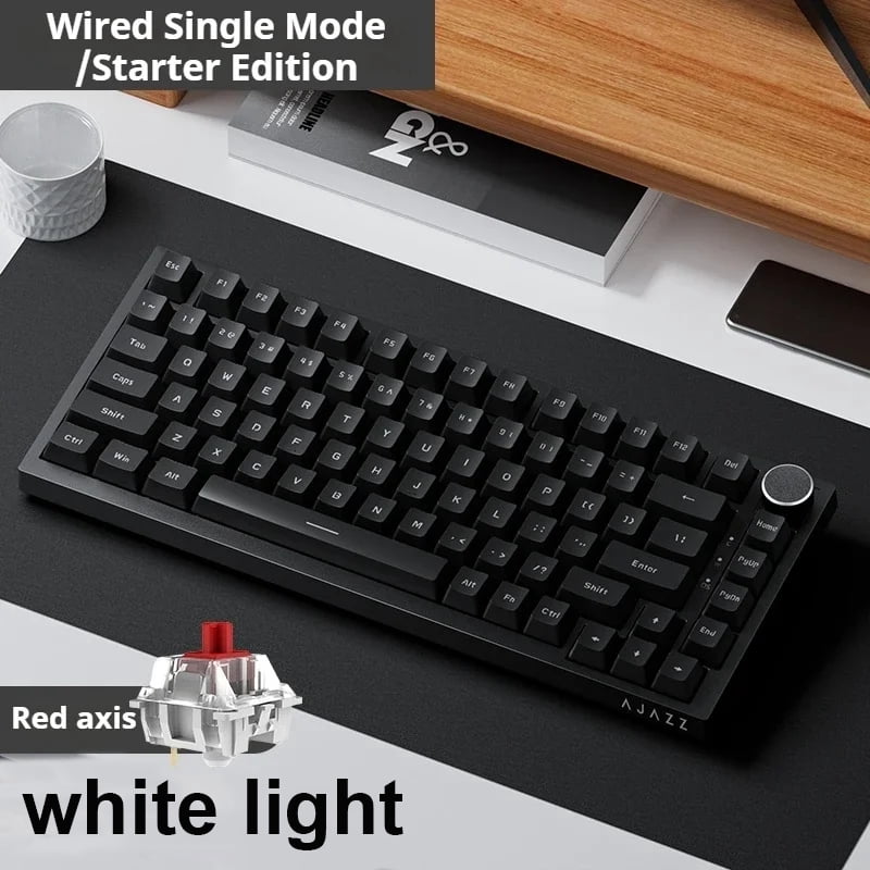 Ajazz Ak820 Mechanical Keyboard Wired USB 75% White Light Gasket Full ...