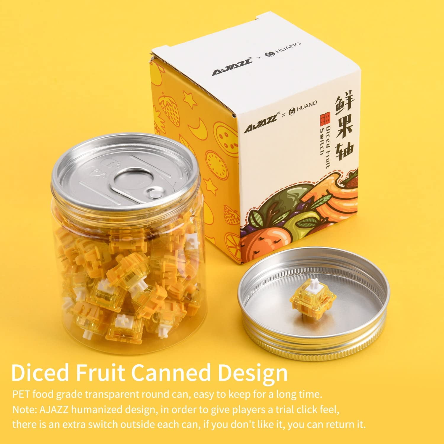 Ajazz Fruit Banana Switch, Pre-Lubed Tactile Switches for Mechanical Keyboard, 3 Pin 40gf -45 ...