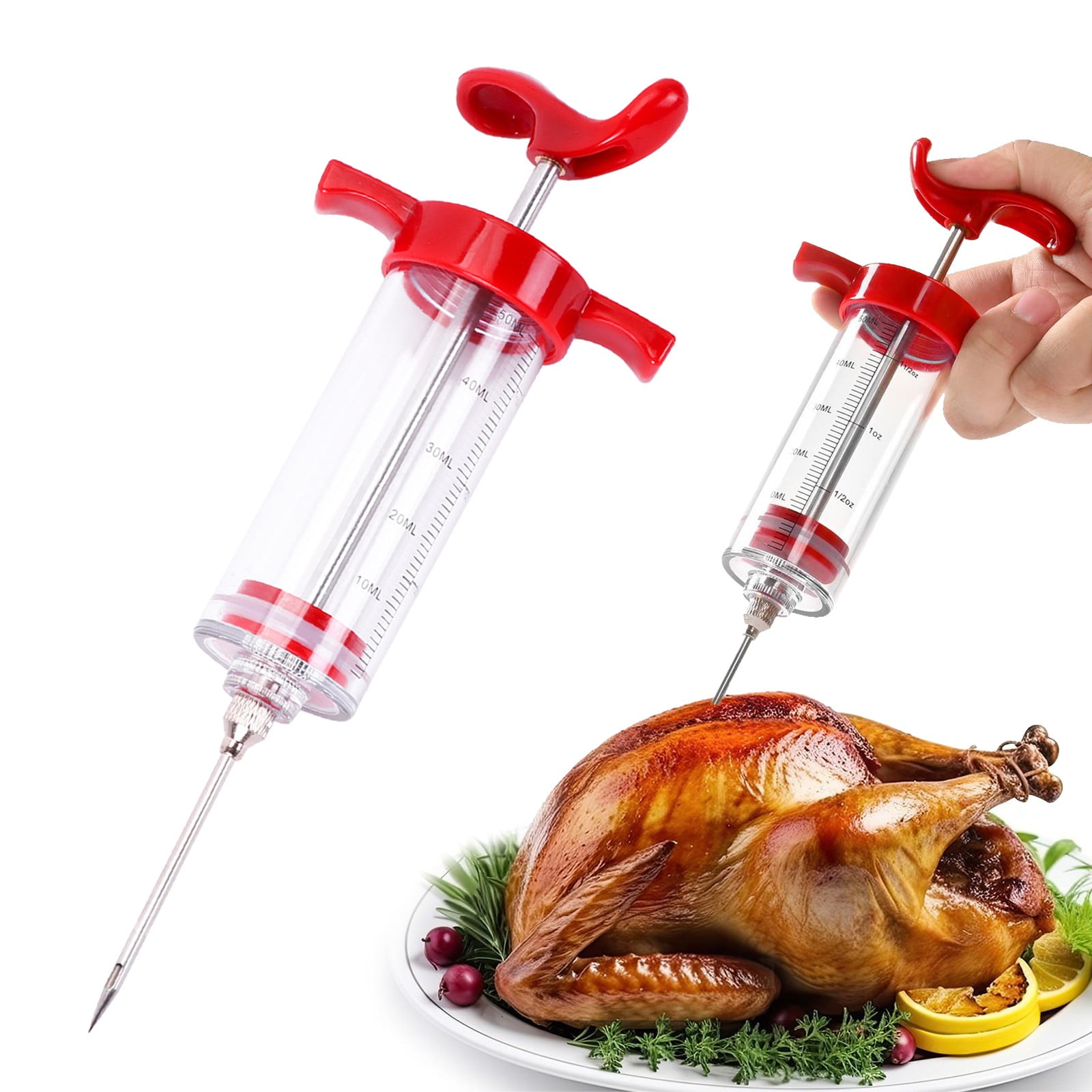 Ajhhao 1 Pc Plastic Meat Injector, Turkey Injector Syringe, Marinade ...