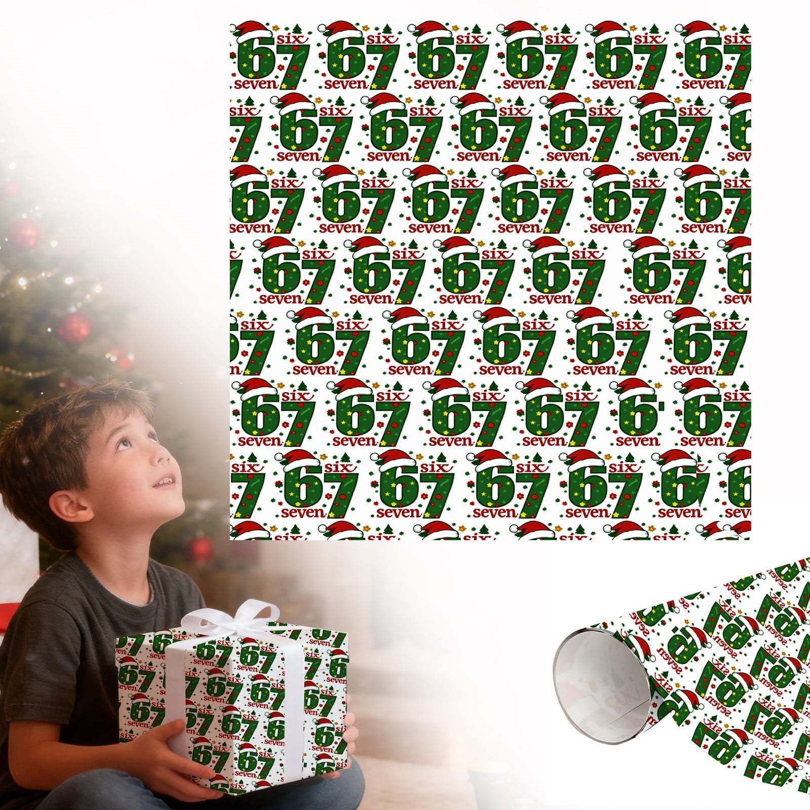 Ajhhao Holiday Wrapping Paper Six Seven Wrapping Paper Gift Wrapping ...