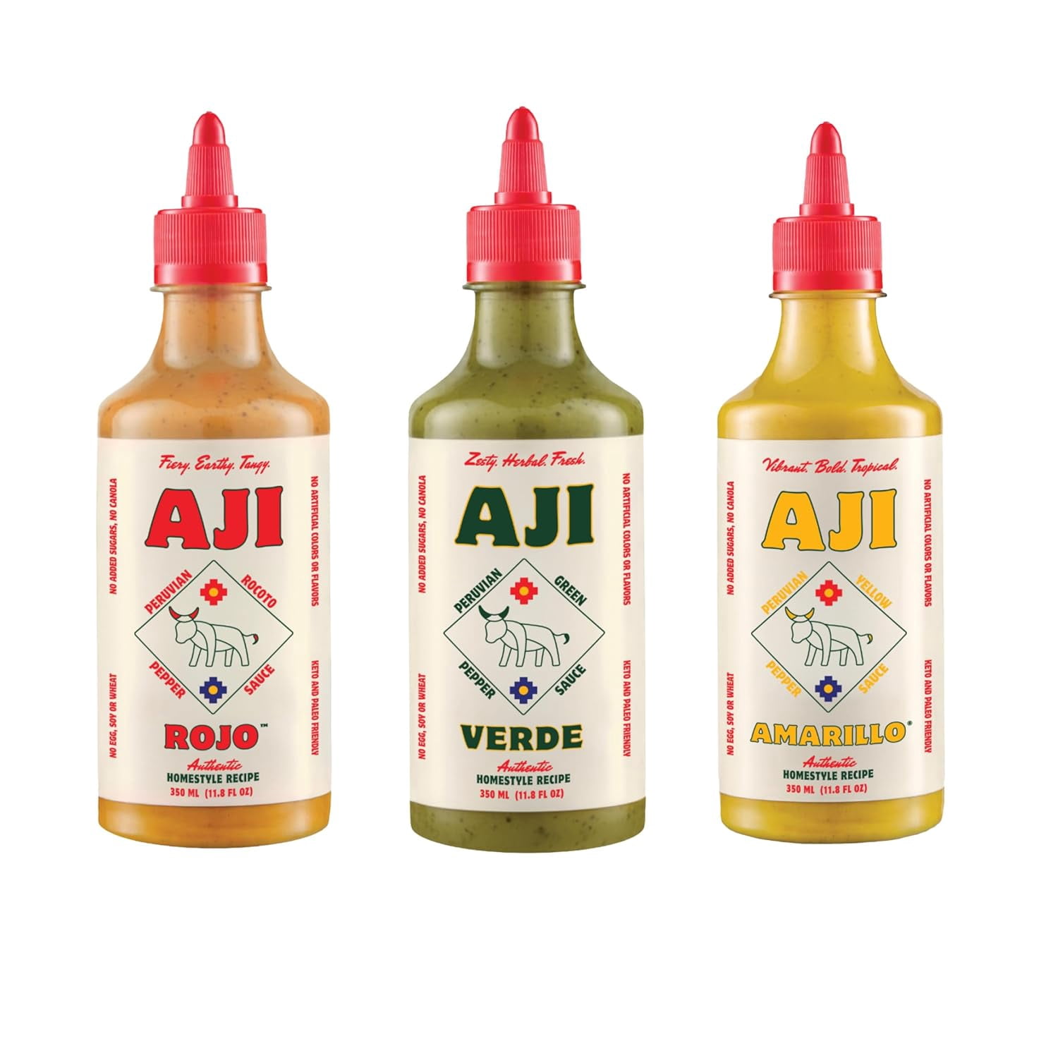 Aji Peruvian Hot Sauce Combo Pack - Amarillo, Verde, Rojo - Authentic ...