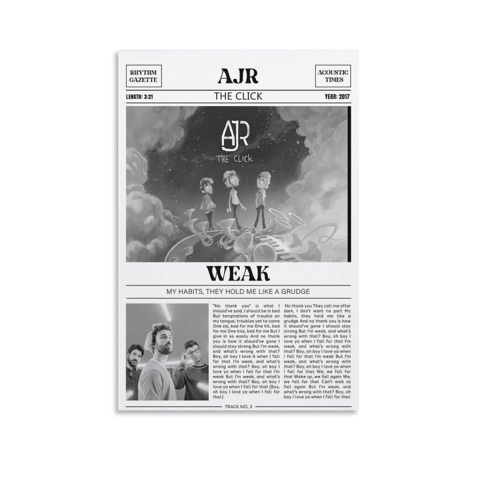 Ajr Retro Newspaper Print Weak Canvas Poster Wall Decorative Art ...