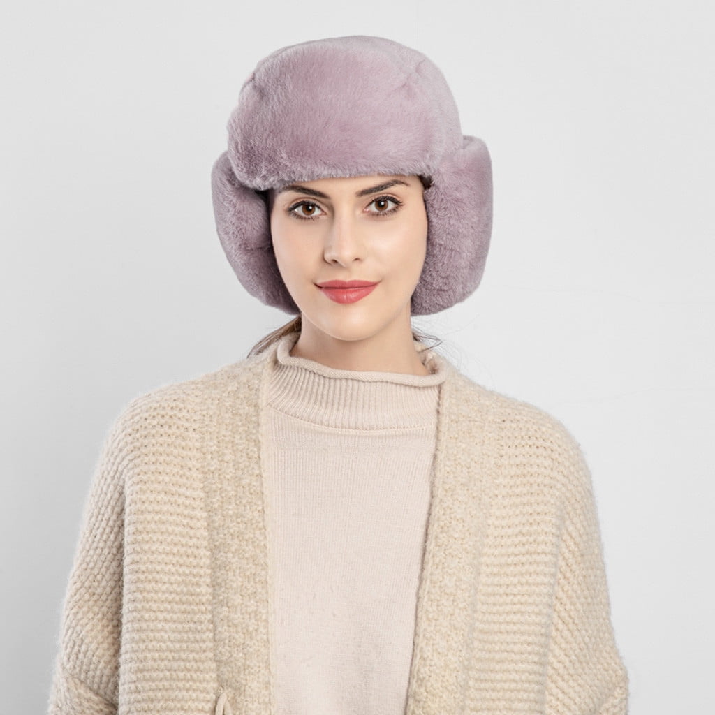 Ajshakl Hats For Men, Ladies Winter Plush Fake Thick Hat Ear Protectors ...